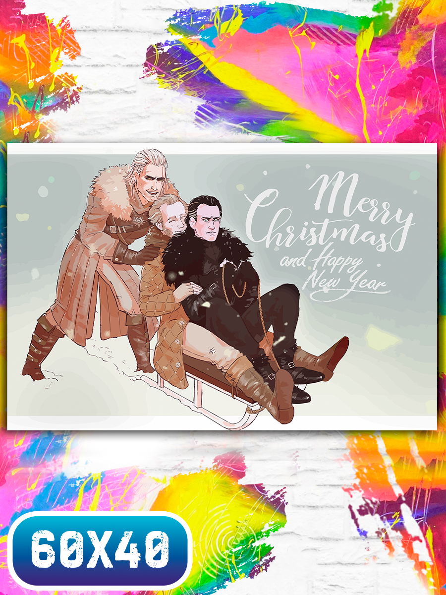Картина по номерам на холсте новый год ведьмак (праздники, рождество, цири, геральт) - 15867 Г 60х40