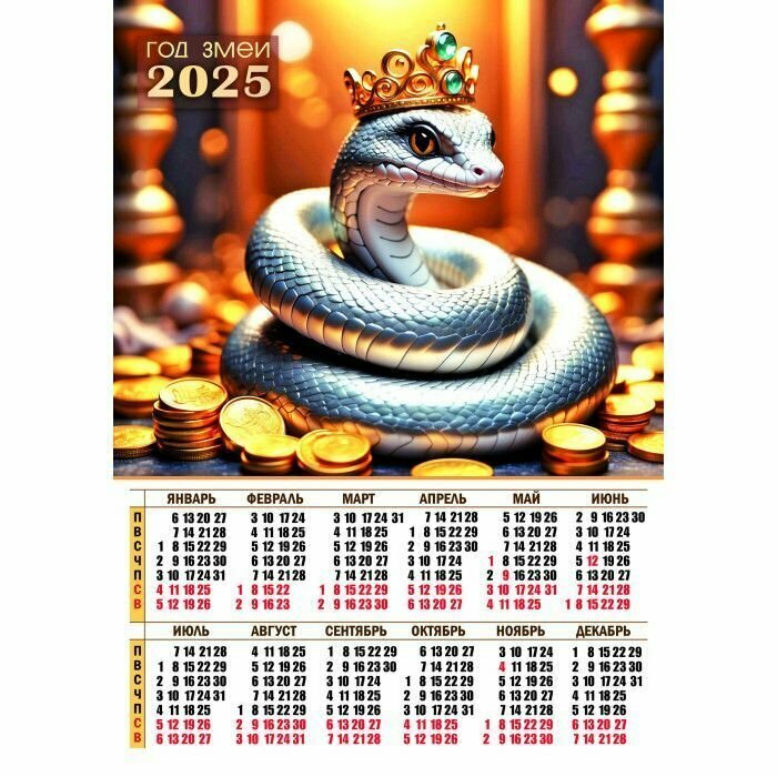 Календарь листовой 2025 год формат А4 плотная бумага драконы драйв 2шт.
