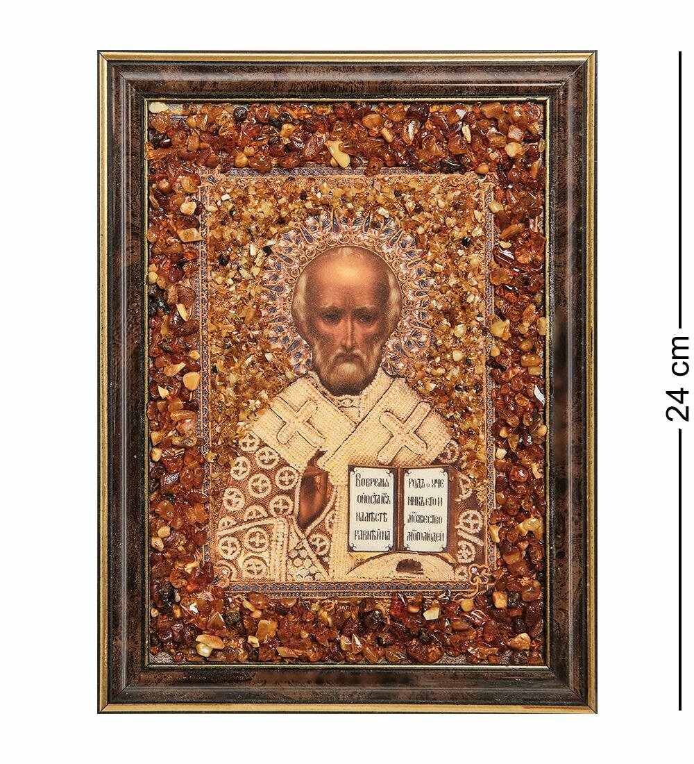 Икона "Николай Чудотворец" (с янтарной крошкой) H-24см A2160296 Народные промыслы
