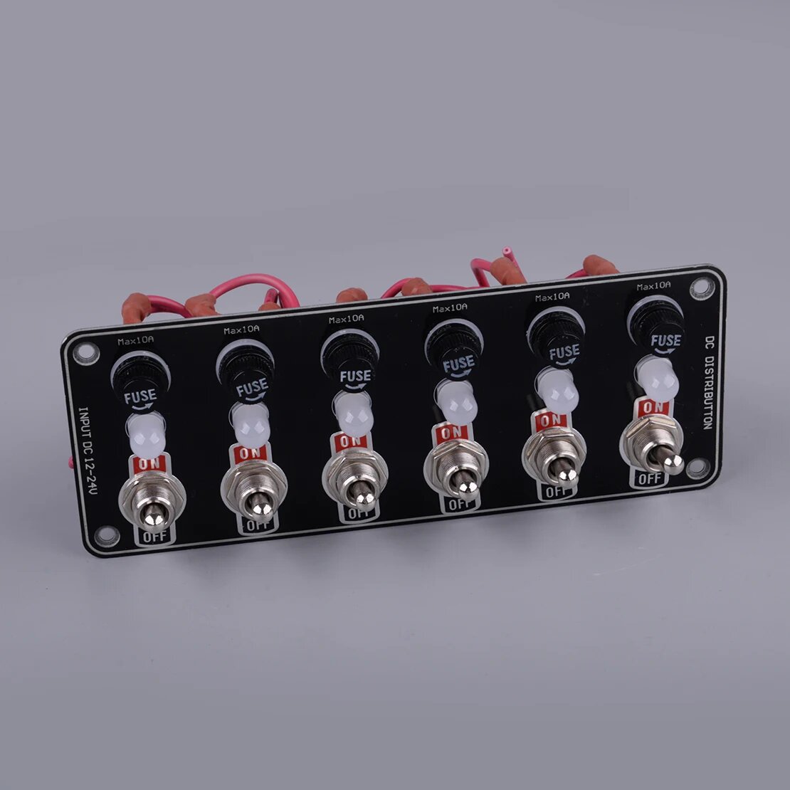 6-бандовая металлическая панель кулисного переключателя со светодиодным автоматическим выключателем, блок предохранителей, универсальная для автомобиля, морской лодки, грузовика 12-24 В