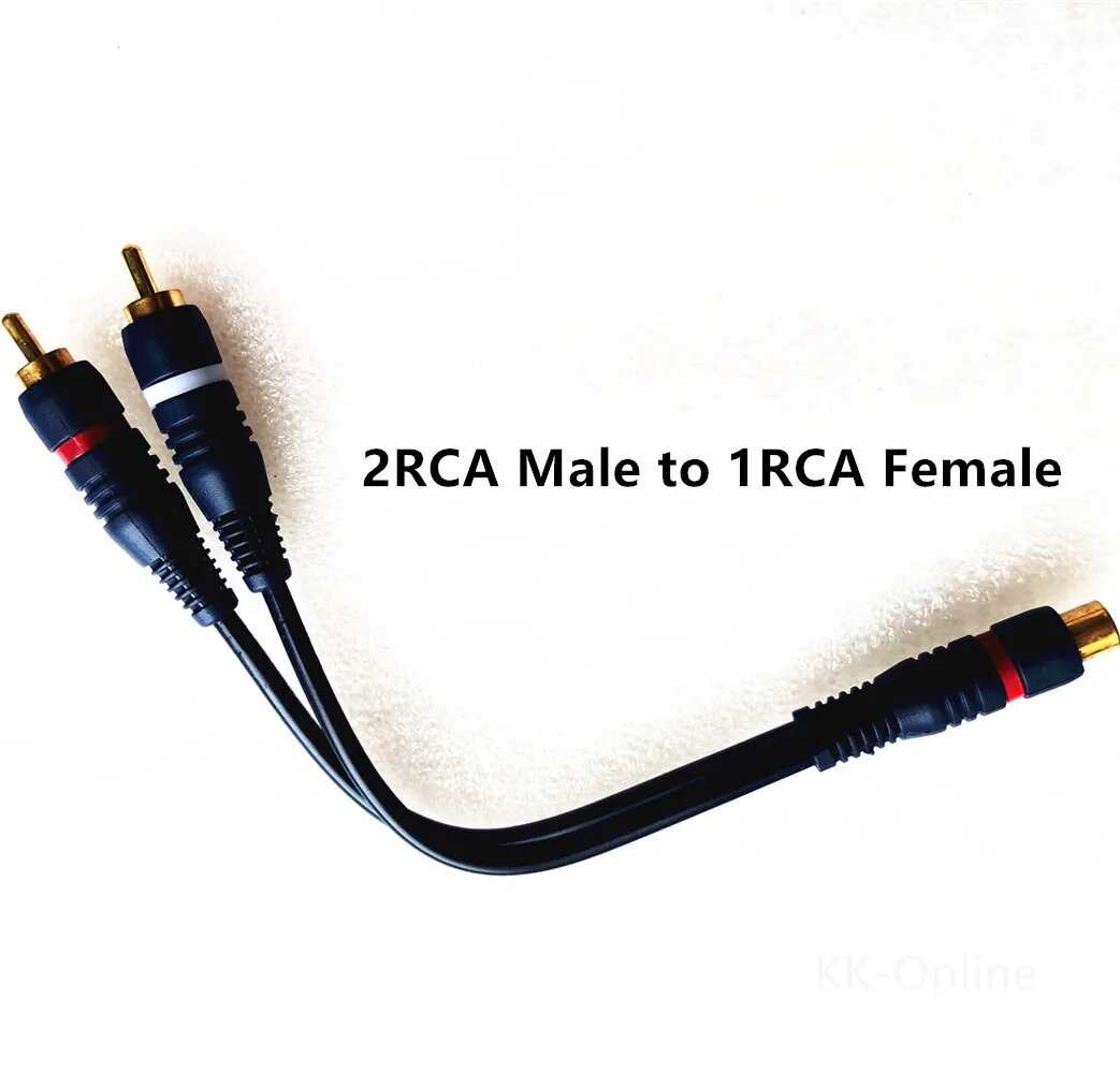 RCA разветвитель аудиокабель 2 RCA на 1 RCA темно-синий Hongsking 0.2 метра 2Male to 1Female, 0.2m
