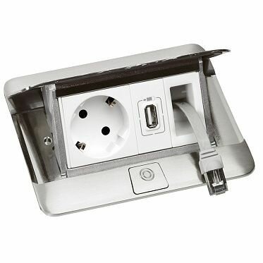 Выдвижной блок неукомплектованный 4 модуля с комплектом для монтажа цвет нержавеющая сталь 654000 Legrand