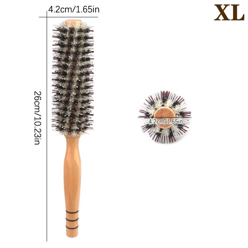 Круглая щетка для волос из натуральной щетины кабана Velishy XL
