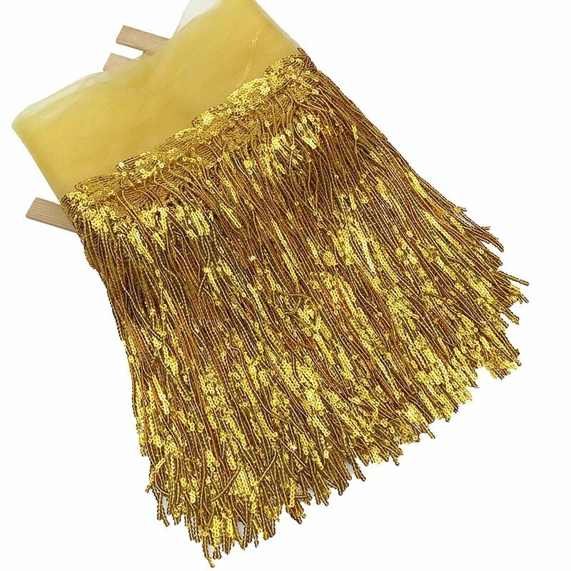 Кружевная лента с кисточками, Dark gold 91см