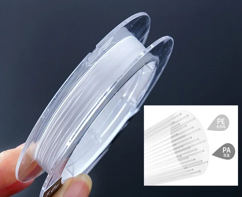 Зимняя плетёная леска 50 метров, 4 жилы, белая 0.05mm-3.2kg, Gummed-50mPE