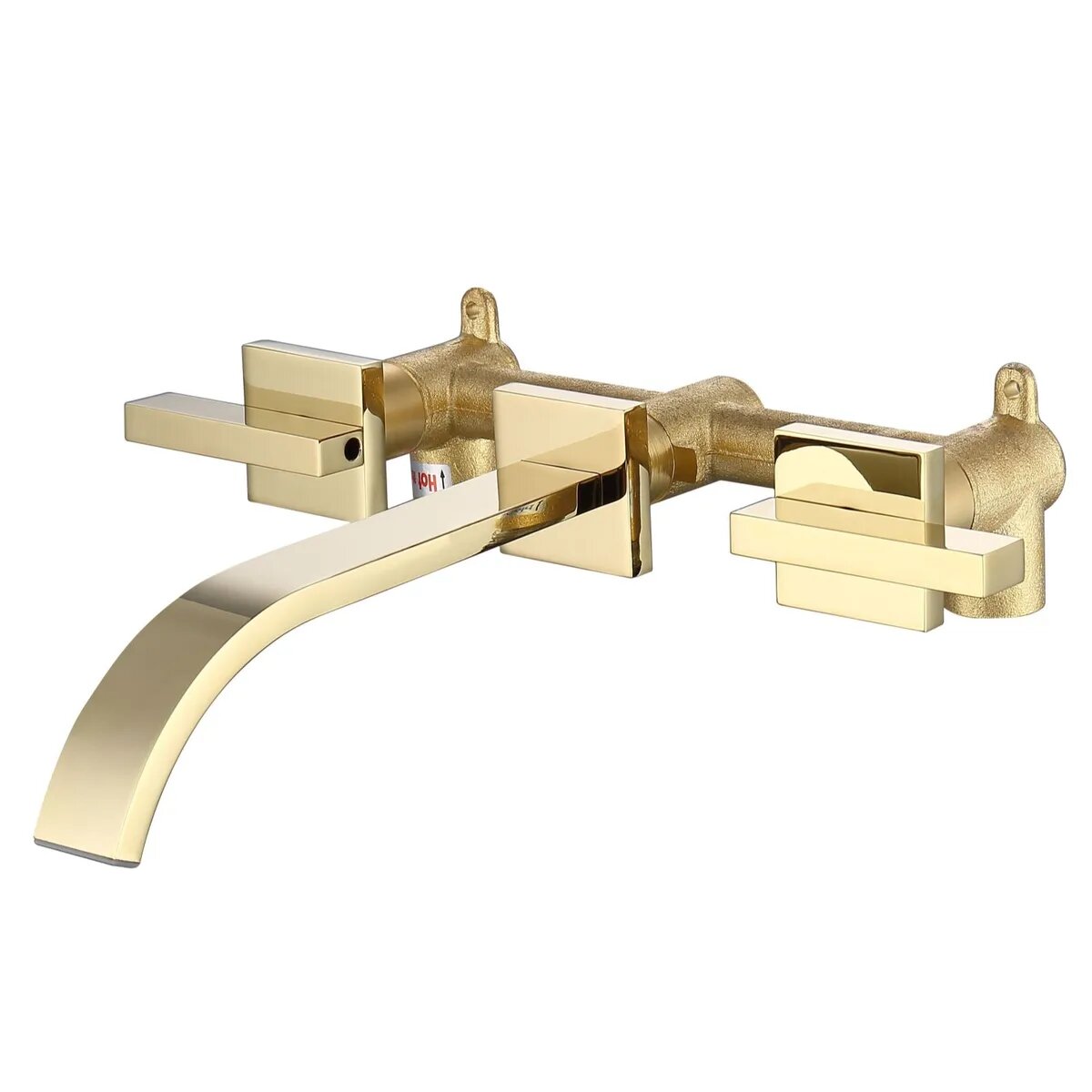 Латунный настенный смеситель для раковины, Золотой