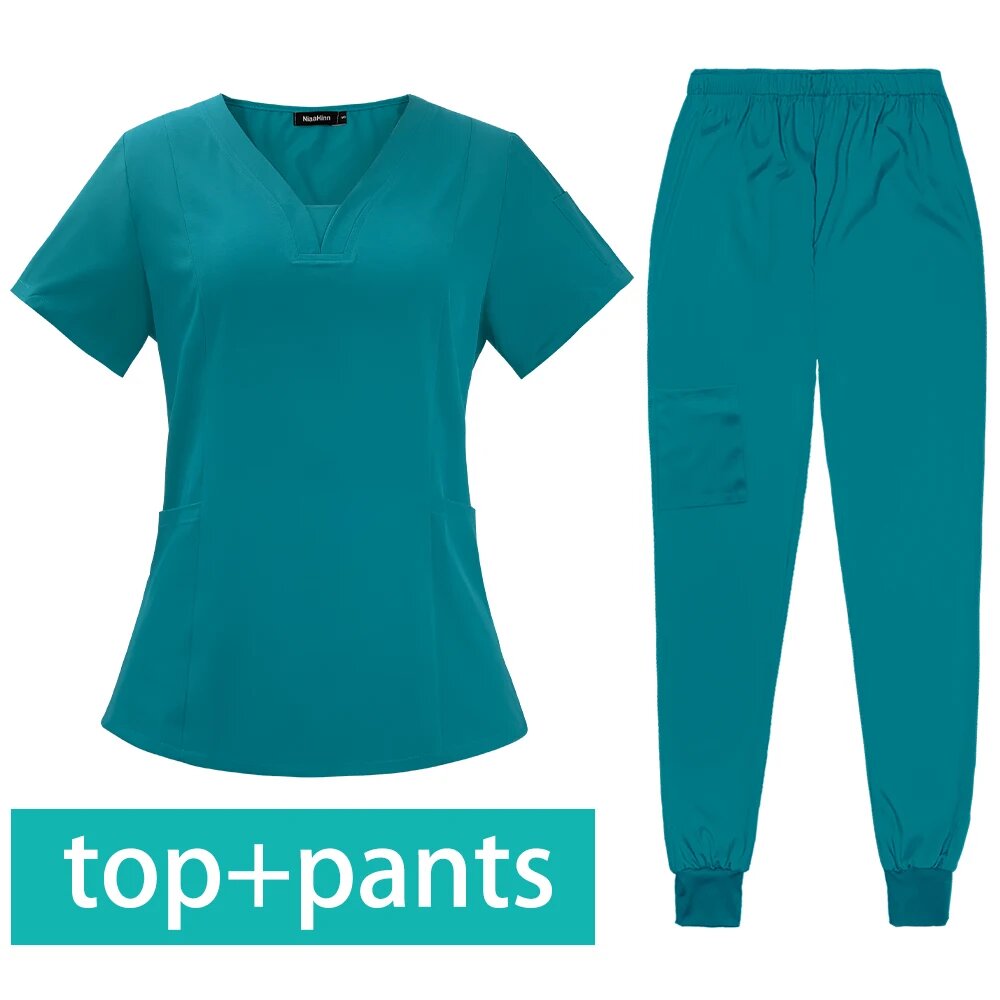 Медицинская форма HTTHDD набор топ+брюки королевский синий М, 42025-Lake Bule