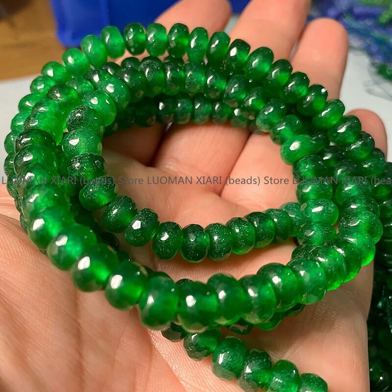 Бусины LUOMAN XIARI из зеленого халцедона 5x8 мм 5x8mm about 66pcs