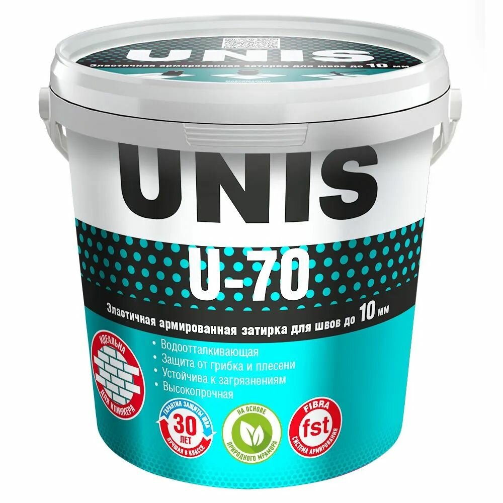 Затирка U-70 для плитки клинкера графит С14, ведро 1 кг, темно-серая
