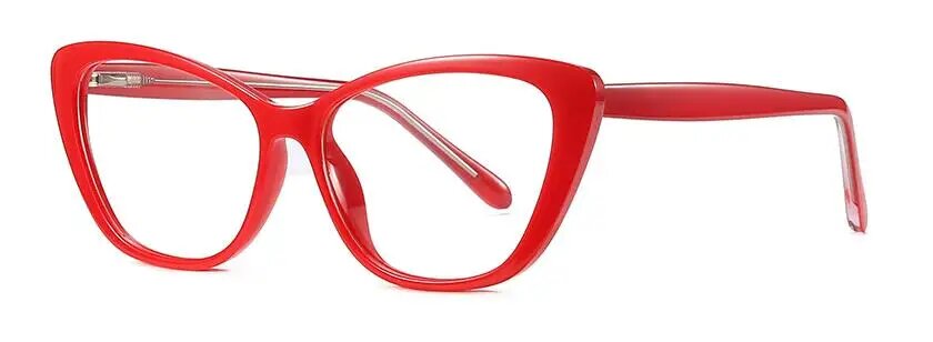 Красные очки "кошачий глаз" C5 red clear, Custom diopter