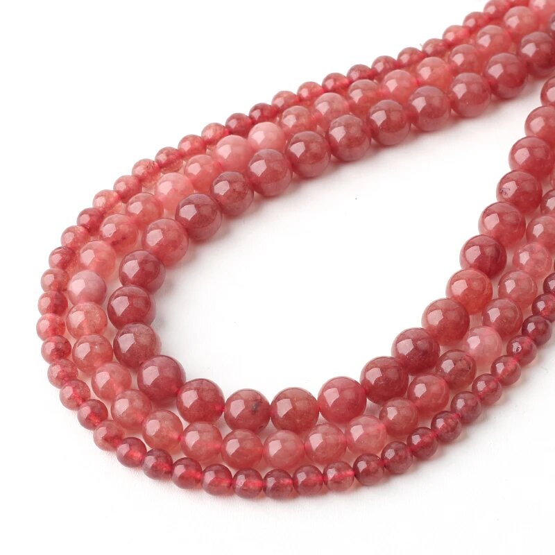 Бусины YAOMIAO клубничный кварц круглые 6 8 10 мм 6mm 61pcs beads