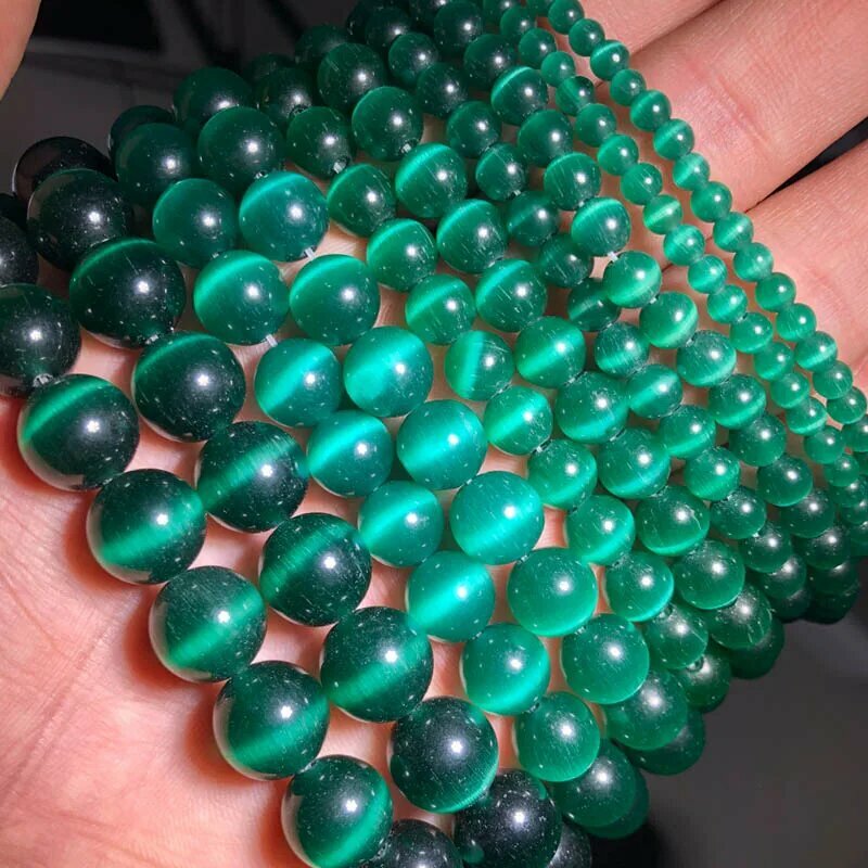 JHNBY кошачий глаз опал бусины 4/6/8/10/12 мм Изумрудный, 8mm 47pcs, Atrovirens green