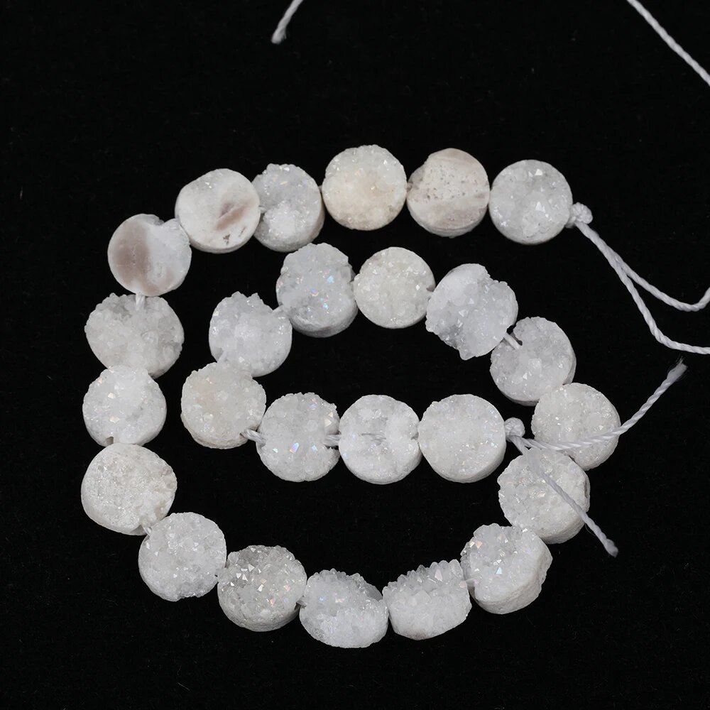 Круглые белые друзовые агаты от YAMMY 8 мм, 25 шт Белый, Style 2