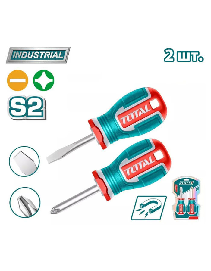 Набор отверток 2шт, SL6,5*6*38мм, PH2*6*38мм TOTAL