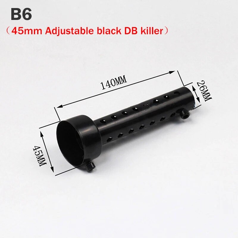 Шумоподавляющий глушитель DB, шумоподавляющий шум, регулируемый глушитель, глушитель 35 мм/42 мм/45 мм/48 мм/60 мм Черный, B6 45