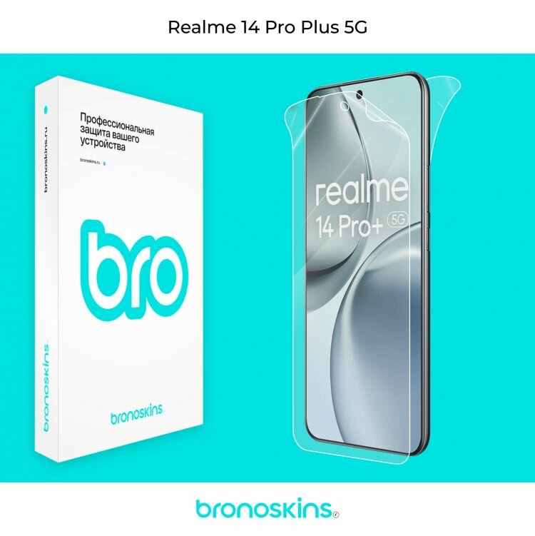 Защитная бронированная пленка на экран и заднюю панель Realme 14 Pro+ 5G (Глянцевая)