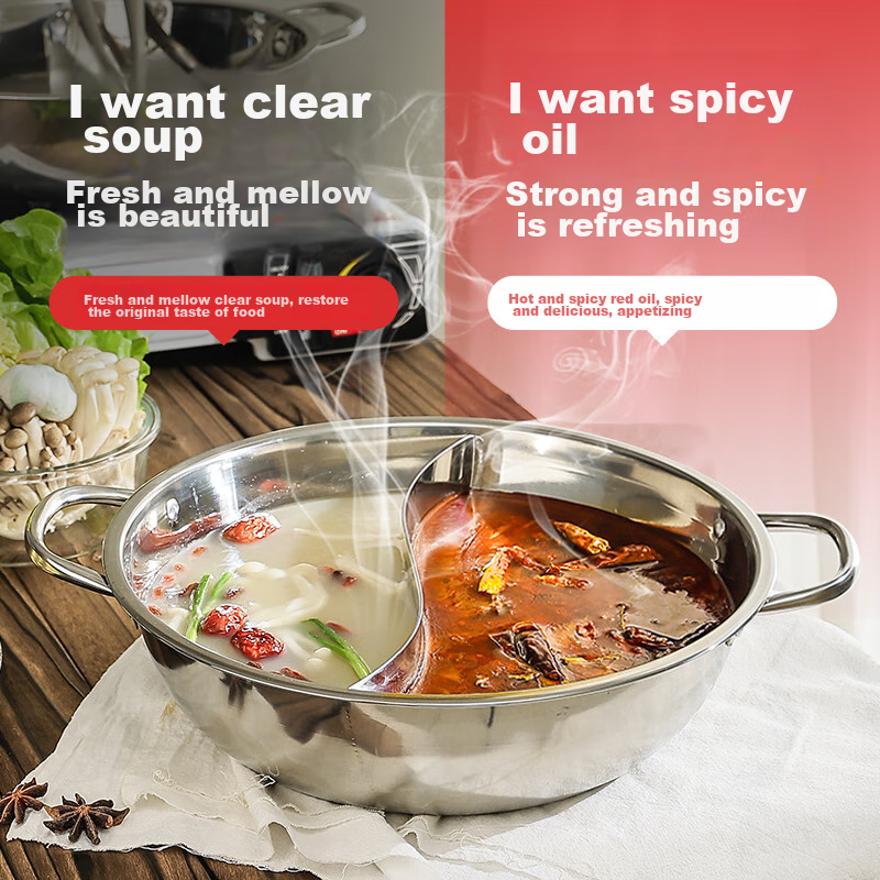 Guangyi, Hot Pot, Stainless Steel Hot Pot Utensils, Soup Strainer, Hot Pot Basin, Compatible with Induction Cooker, 32cm, GY7210