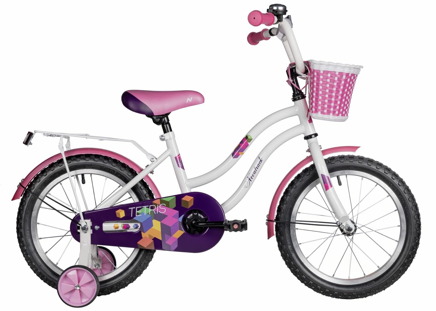 Велосипед Novatrack Tetris 16 (2025), стальная рама, на рост 98-110 см, Белый