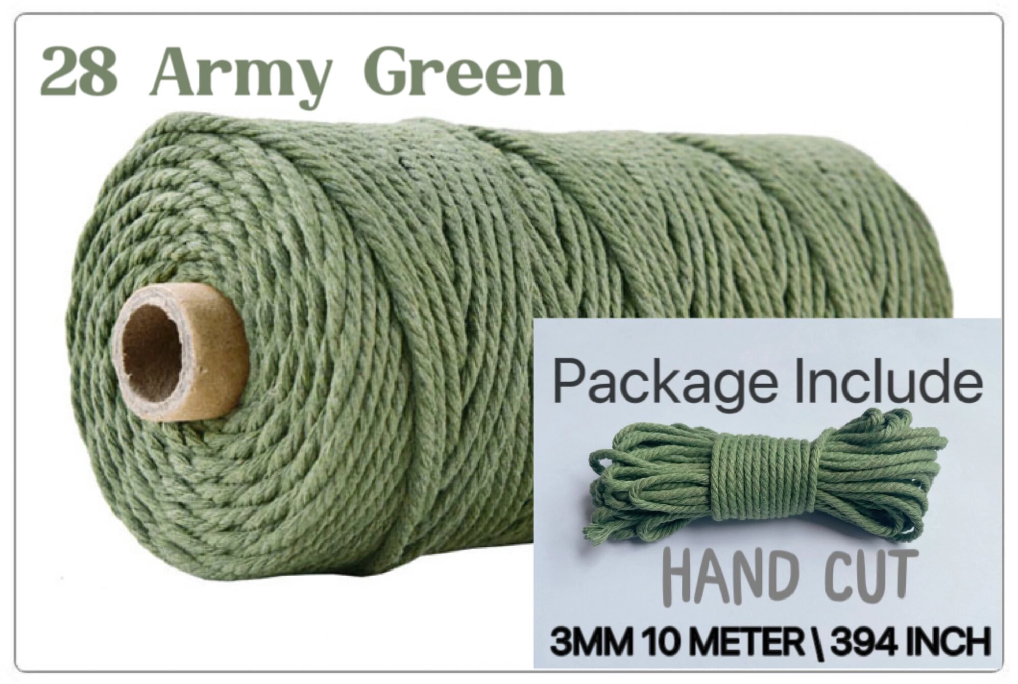 Шнур для макраме 3 мм, однотонная хлопковая нить, аксессуары ручной работы «сделай сам», плетеные косички для творчества, художественный шнур для плетения в богемном стиле