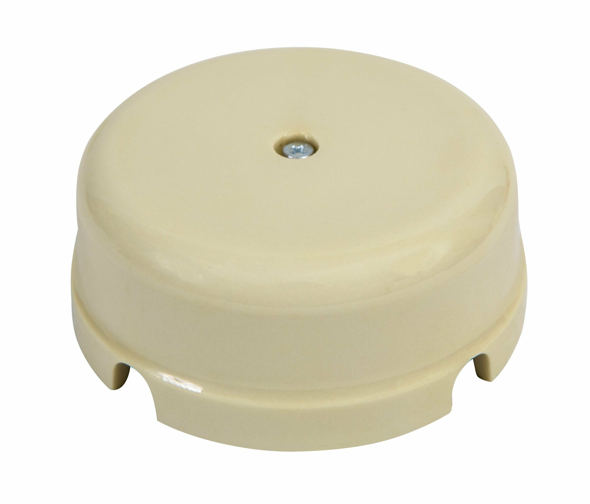 Коробка распределительная керамическая (D80мм, h33мм) "Мезонинъ","mezonini" "Ретро", для наружного монтажа, цвет Слоновая кость, из фарфора