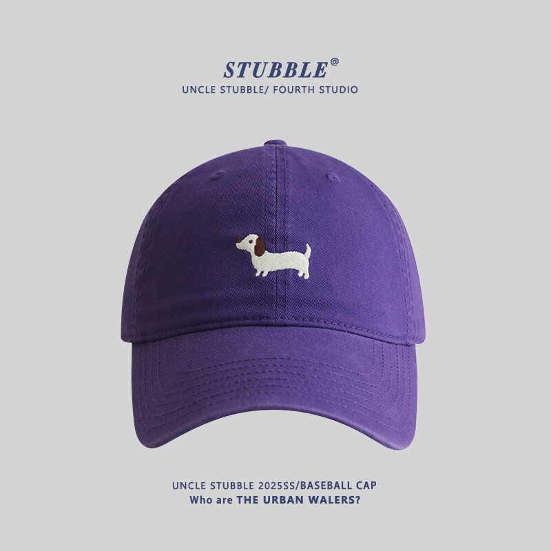 Бейсболка нового стиля 2025 года, универсальная кепка в корейском стиле с вышивкой в виде щенка, мягкая кепка-утконос с большой окружностью головы, маленькая шляпа от солнца