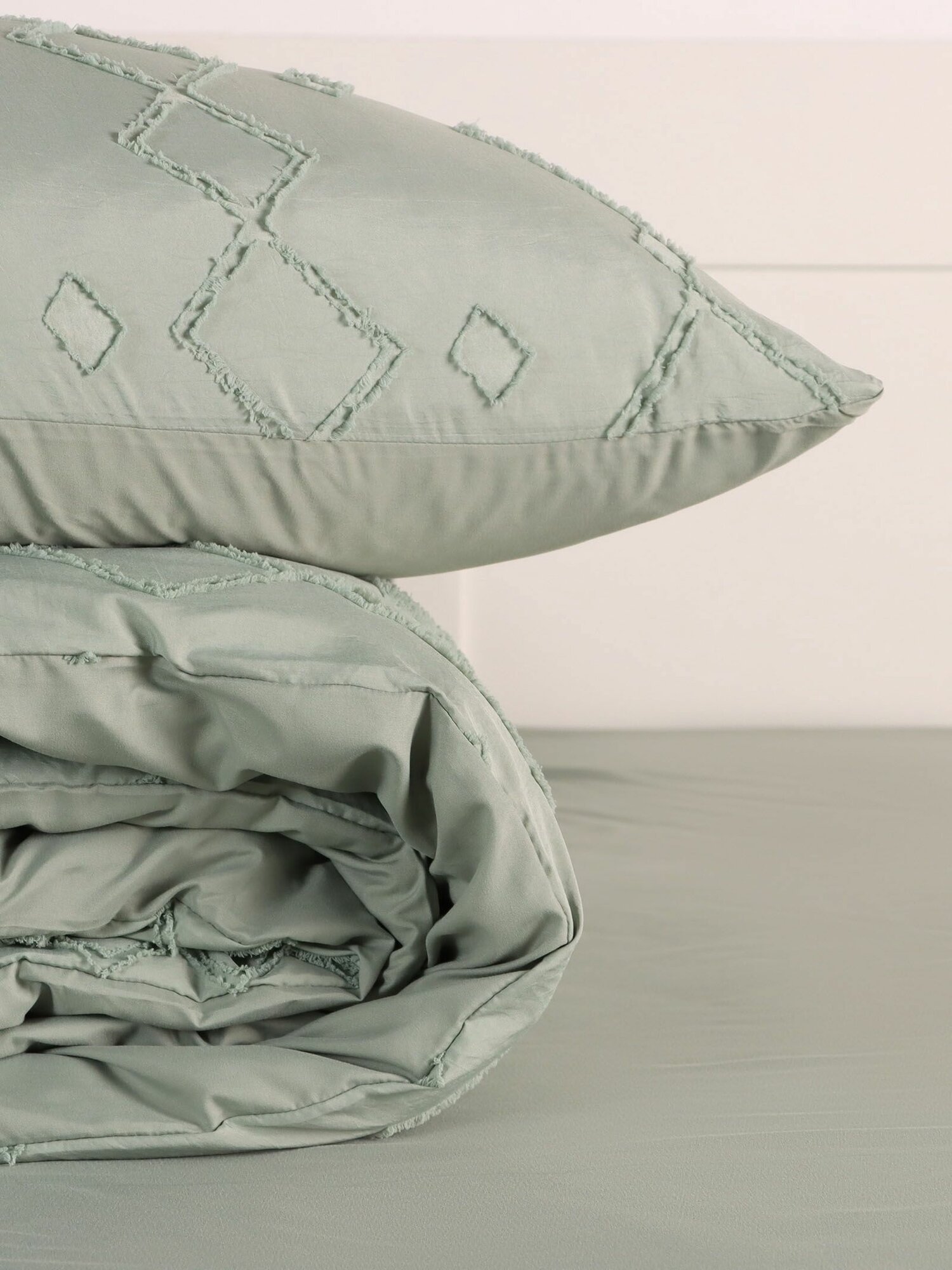 Постельное белье LoveLife Tufting евро "Орнамент" 200*217см,230*240см,50*70см-2шт, цв. зеленый, 110 г/м2