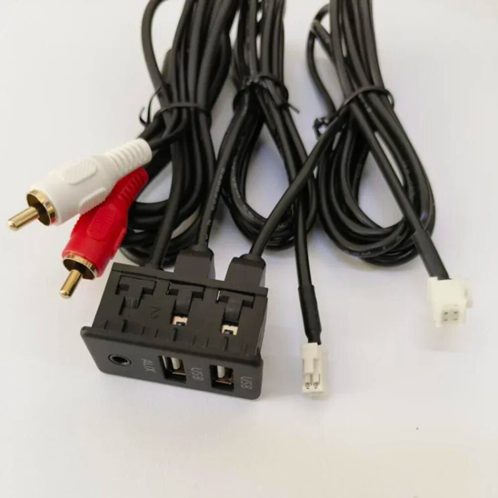 Автомобильная двойная розетка USB + AUX, автомобильное крепление на приборную панель, двойной порт USB + AUX, удлинитель интерфейса панели, кабель-адаптер 145 см, автомобильные аксессуары