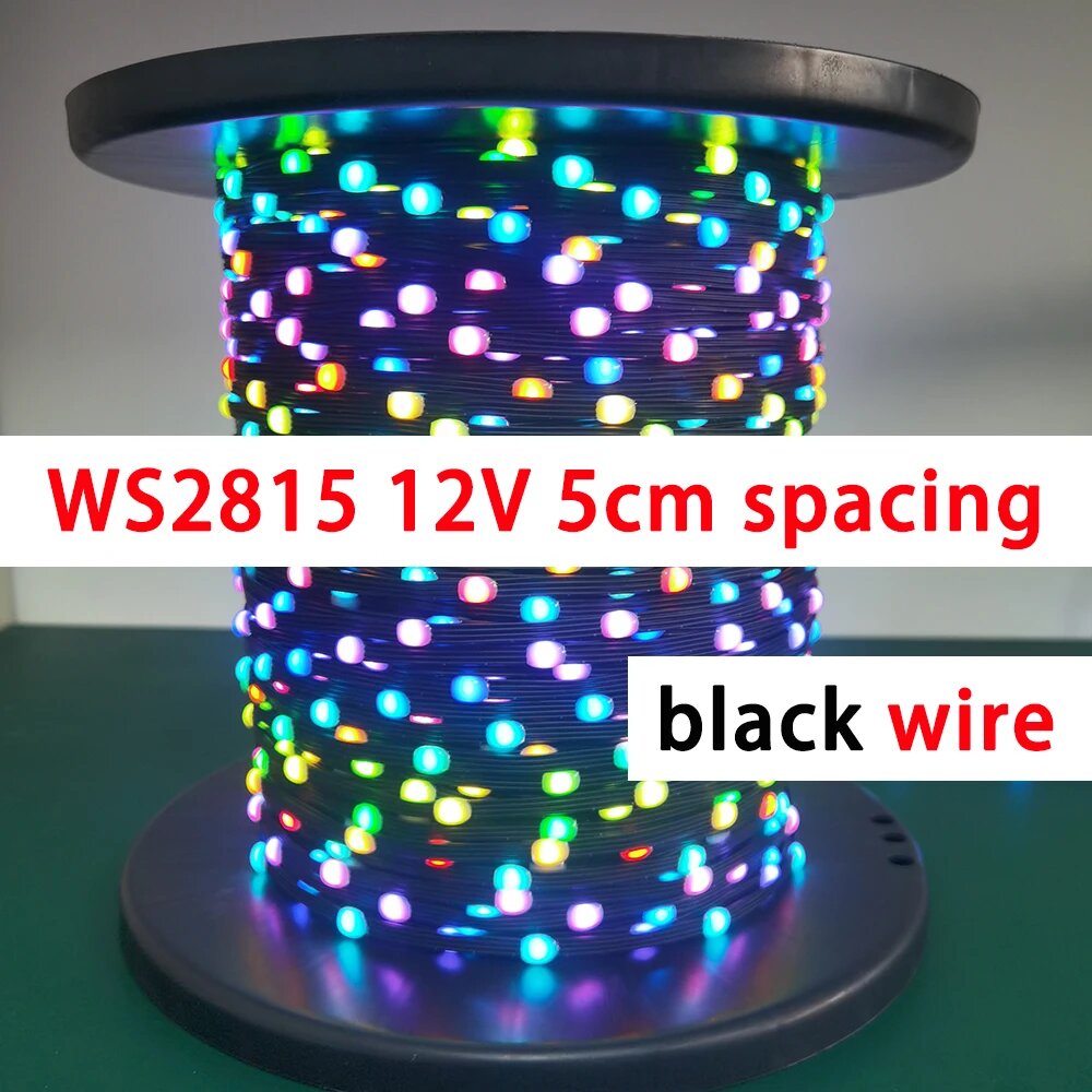 Светодиодные гирлянды KNOW SHINE RGBIC 100 метров 2000 black wire 5cm space, 12V WS2815 40 meters