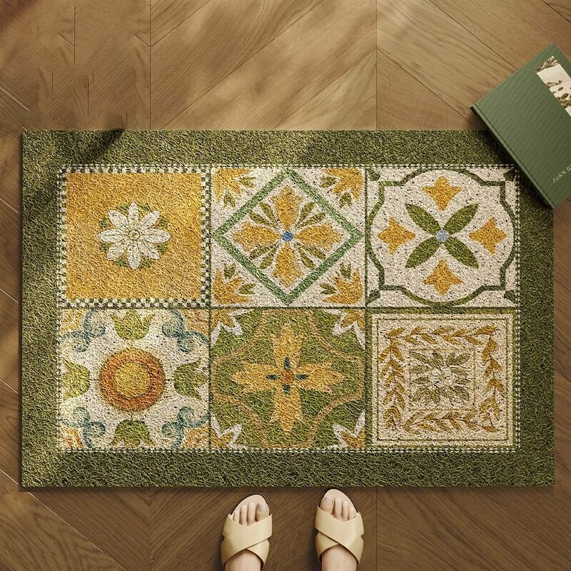 Коврик для пола с рисунком зеленой плитки, можно резать, 50x80 см