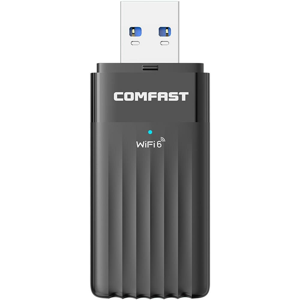 COMFAST WiFi6 Adapter USB3.0 2.4GHz 574Mbps 5.8GHz 2400Mbps 3000Mbps Built-in High Gain Antenna Dual-band WPA3 Encryption Windows 11/10 PC Desktop Laptop Black ABS 63*25*9mm