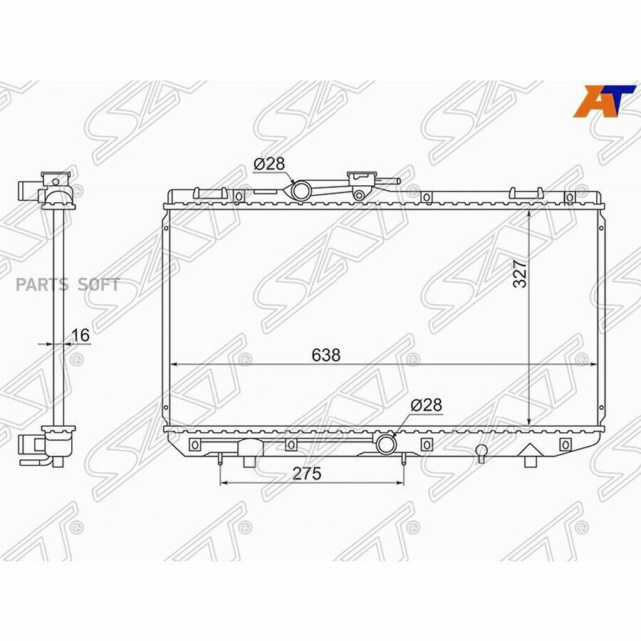 Радиатор Toyota Starlet 89-99 от официального дистрибьютора, SAT, артикул TY0001EP80