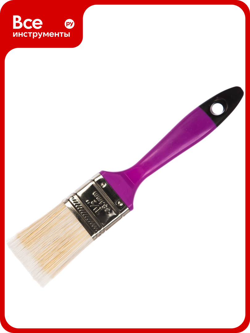 Плоская кисть KRAFOR №1.5 (38 мм, искусственная щетина) 006-0015 49199, Металлическая никелированная