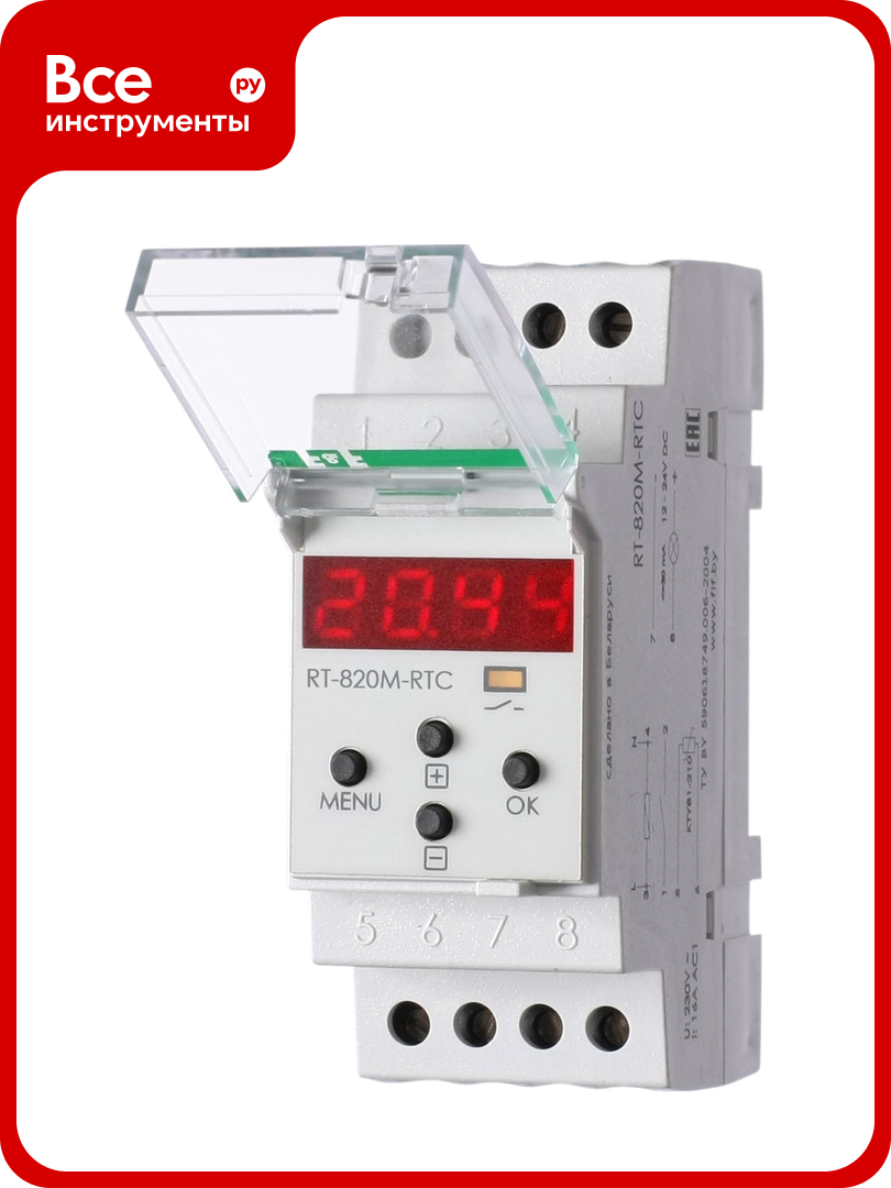 Регулятор температуры Евроавтоматика F&F RT-820M-RTC от -30 до +140С, многофункциональный, выносной датчик RT823 в