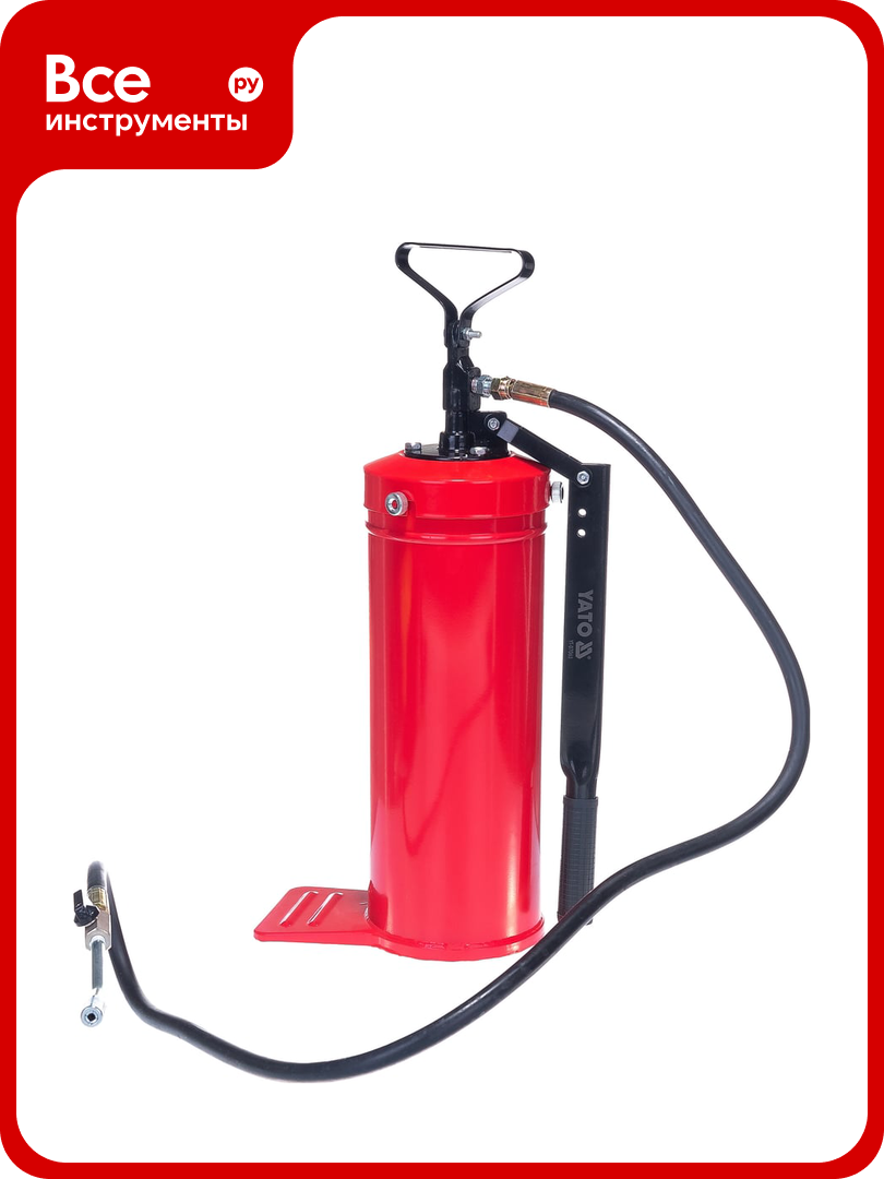 Ручной нагнетатель смазки YATO с вместительным баком на 8 кг для удобного и эффективного нанесения смазочных материалов в любых условиях