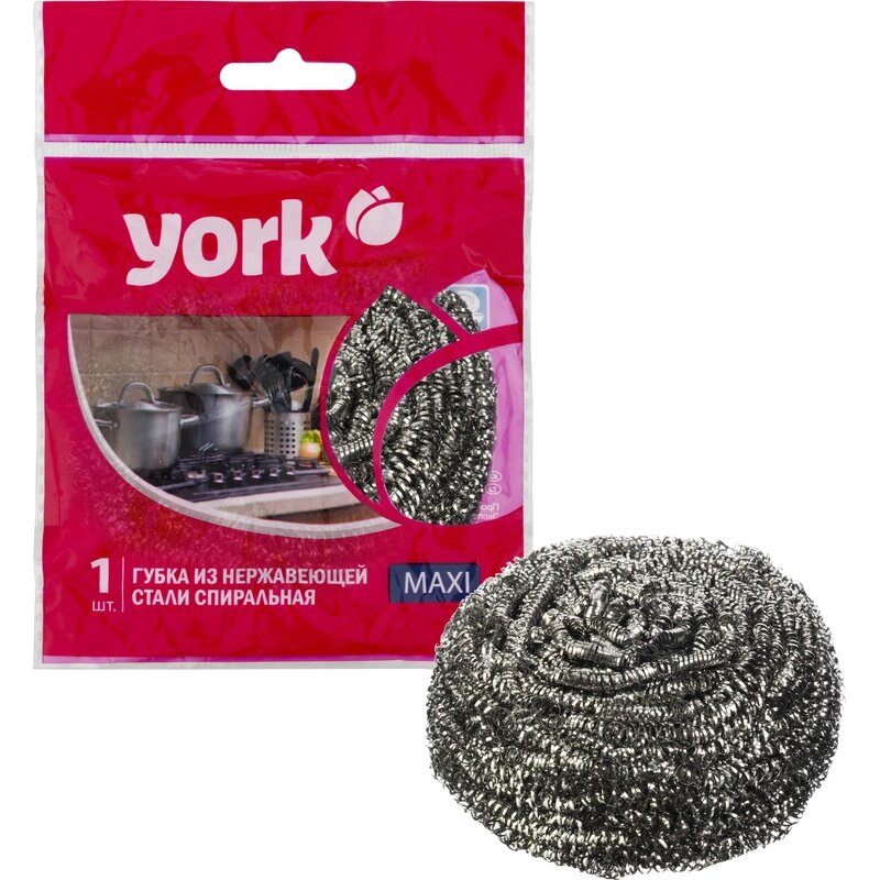 Губка-мочалка для уборки York Макси металлическая 8x8 см 27 г Арт. 1571828