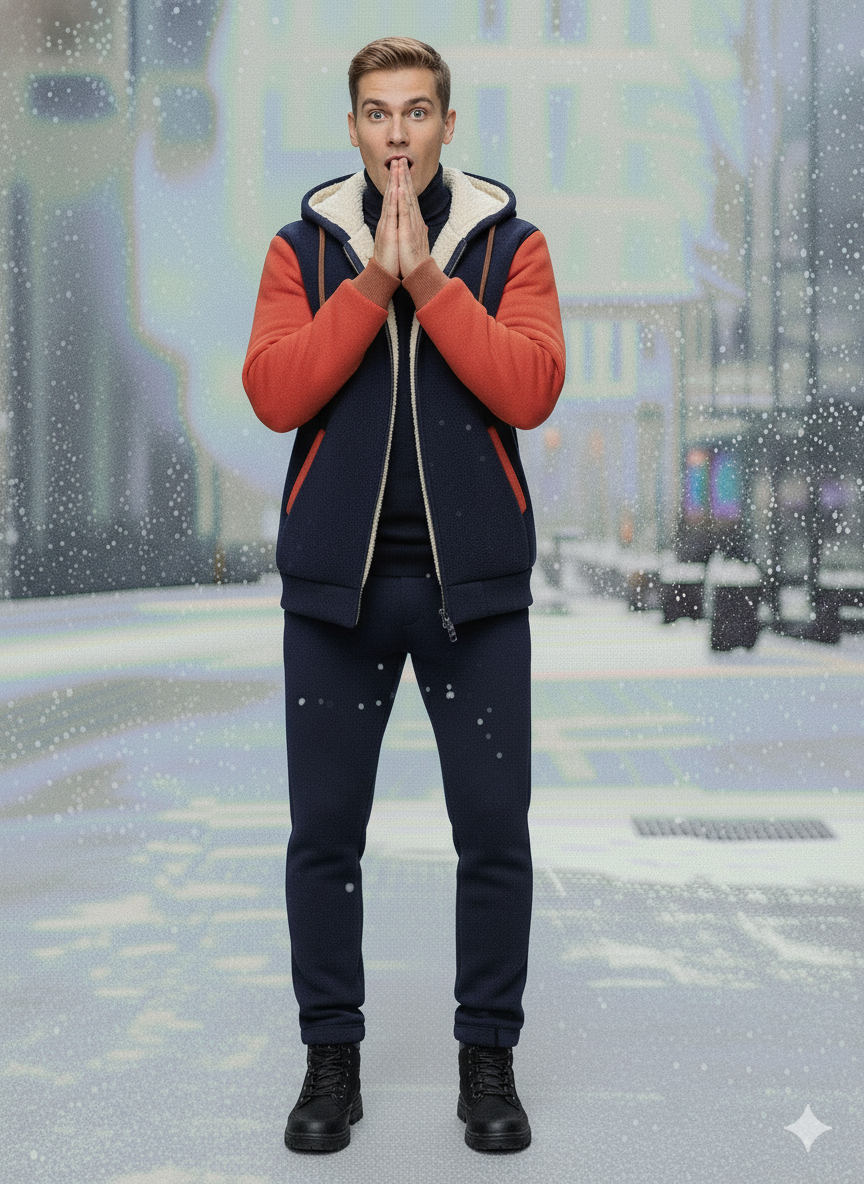 Комплект одежды мужской зимний на флисе для занятия спортом (с начесом) цвет красный размер 54