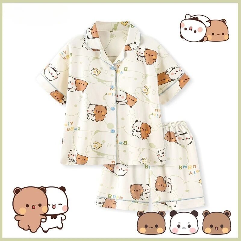 Kawaii Anime bubu dudu Пижамный Комплект, L50-57.5KG, Бежевый, Унисекс