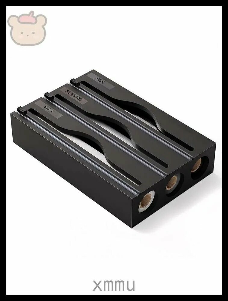 Органайзер для фольги и пленки, настенный, с ножом, бамбуковый, черный