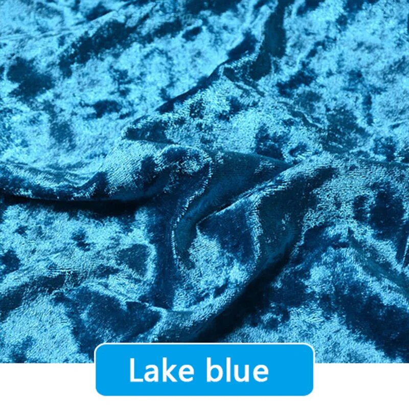 Бархатная ткань Lake blue, 0.5м x 160см, синий