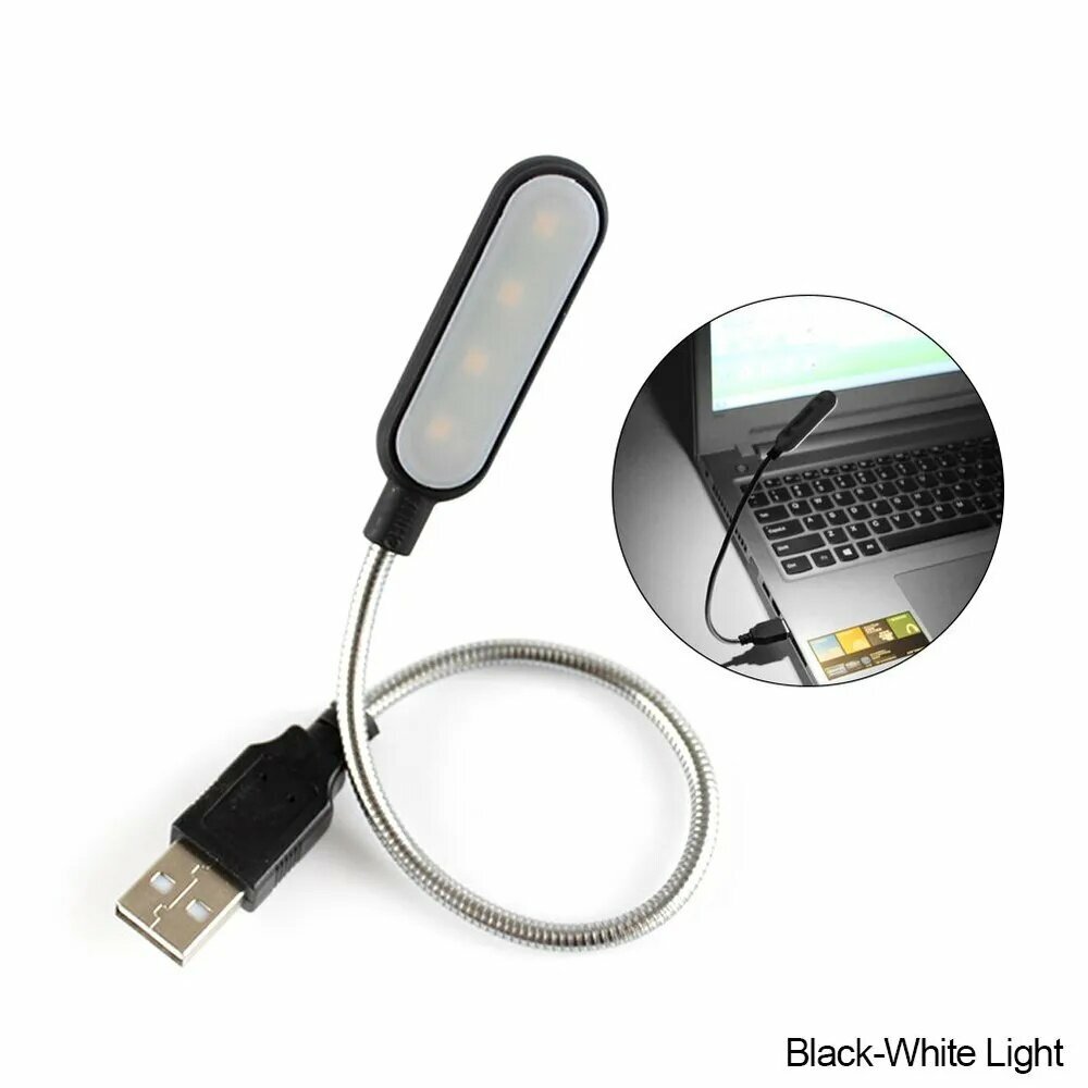 Портативная гибкая USB LED лампа для чтения: защита для глаз, ночник для ПК и ноутбуков
