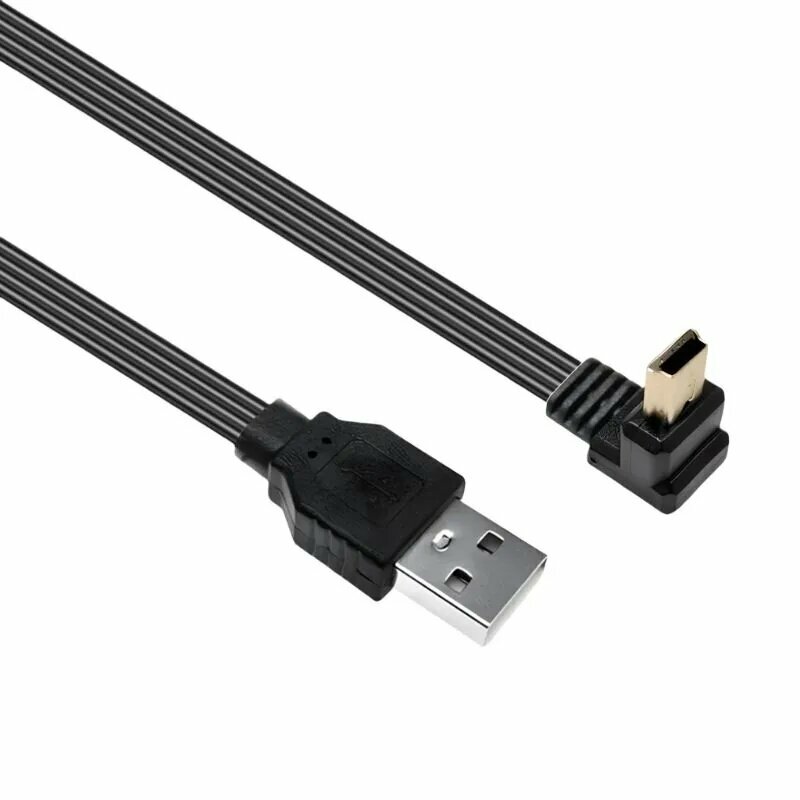 (1 штука) плоский кабель для передачи данных USB-Mini USB-1 м-верхний изгиб
