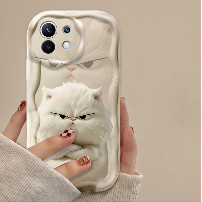 Черно-белый плюшевый чехол Cat 3D для Xiaomi Poco X6 X7 X5 X3 F7 Ultra F6 F5 NFC F3 M7 M6 Pro 4G Mi 13 12 11 Lite 5G 14 13T 14T Pro