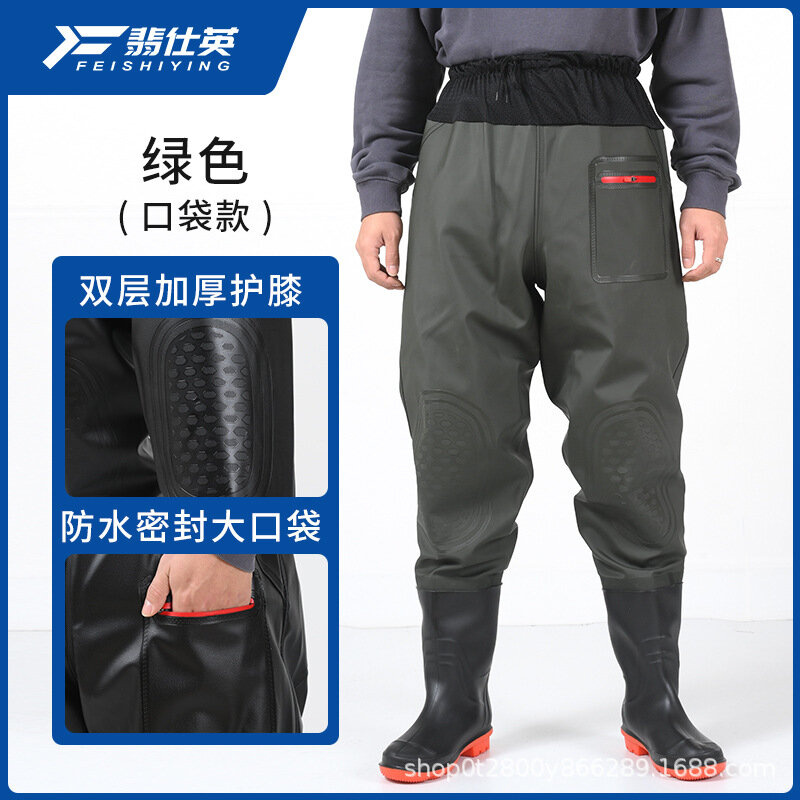 2025 Водонепроницаемые утолщенные износостойкие полукомбинезоны с высокой талией, водонепроницаемые рыболовные комбинезоны, дышащие цельные сапоги для рыбалки, дождевые штаны