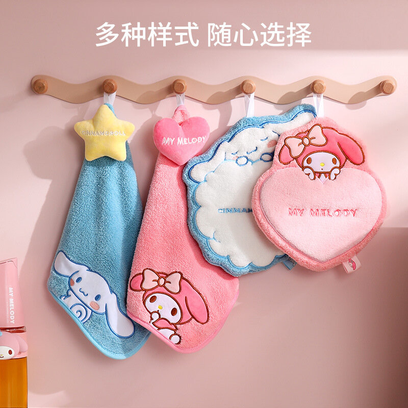 Полотенце для рук Sanrio, впитывающее, милое, не оставляющее ворса, утолщенное полотенце для ванной комнаты с мультяшным рисунком для детей.