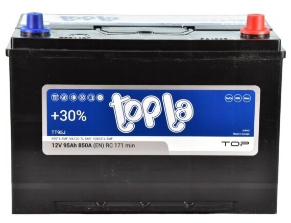 Аккумулятор Topla Top JIS TT95J 59518 SMF (118895), 303x175x227, обратная полярность, 95 Ач