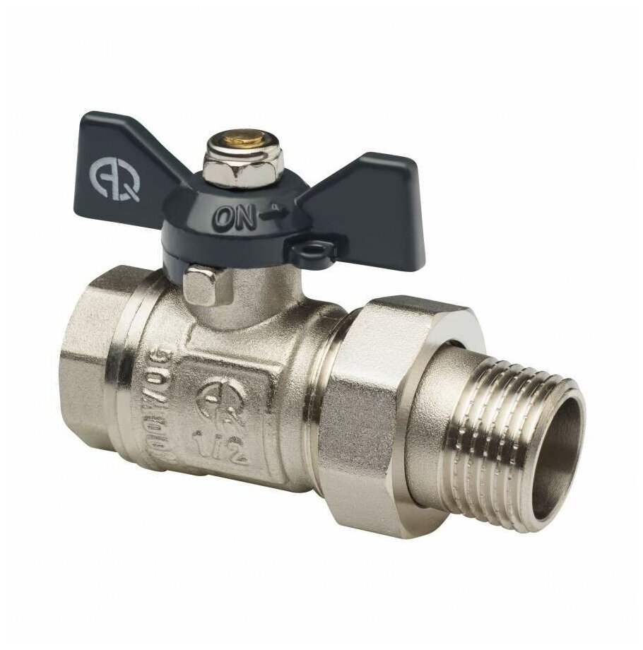 Кран шаровой 1/2", с американкой, ручка-бабочка, Aqualink | 01167