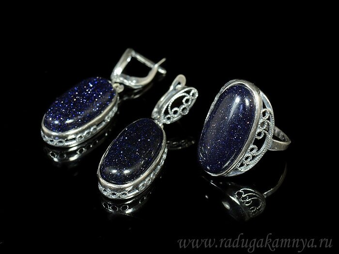 Серьги, авантюрин