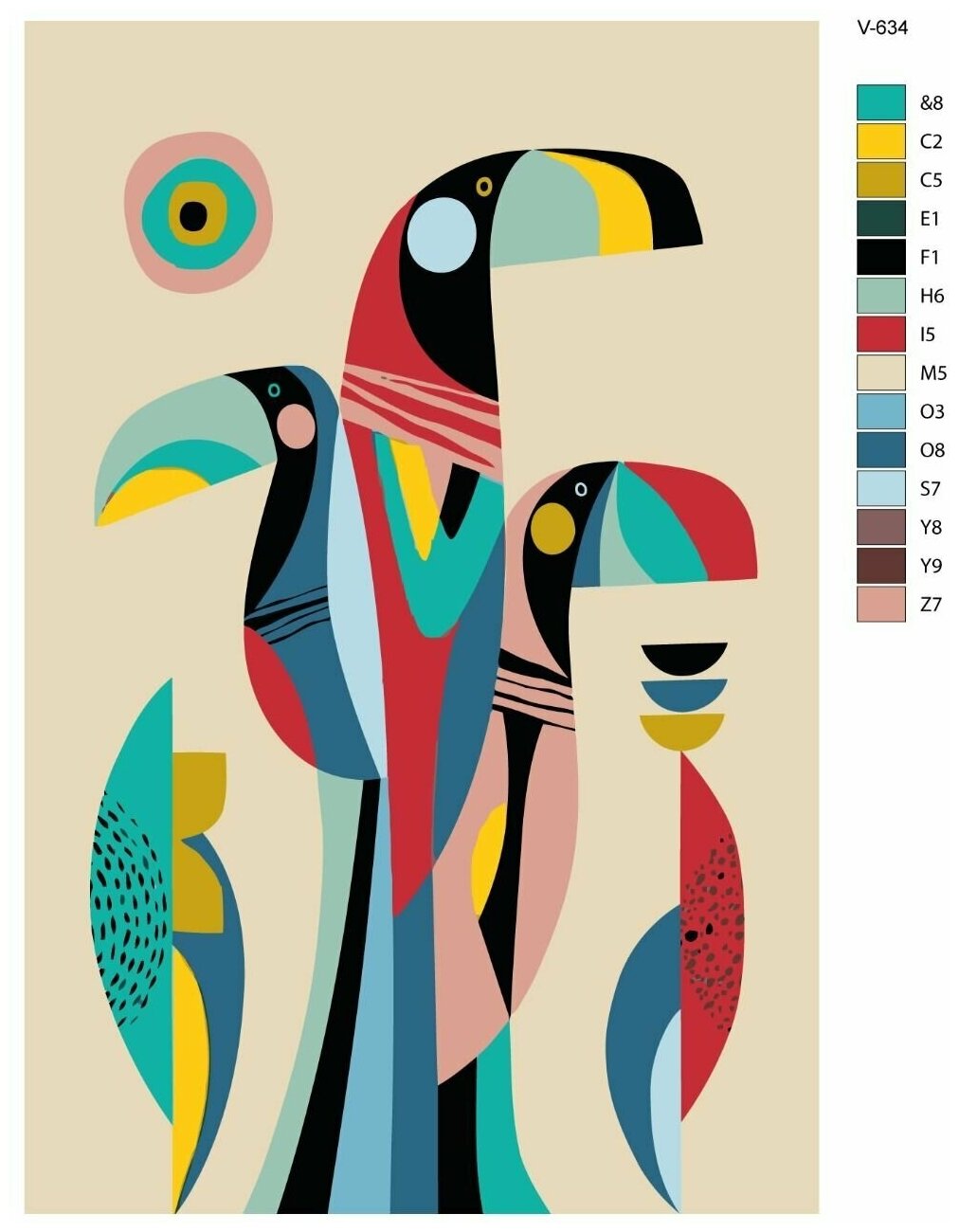 Картина по номерам V-634 "Туканы арт", 40x60 см