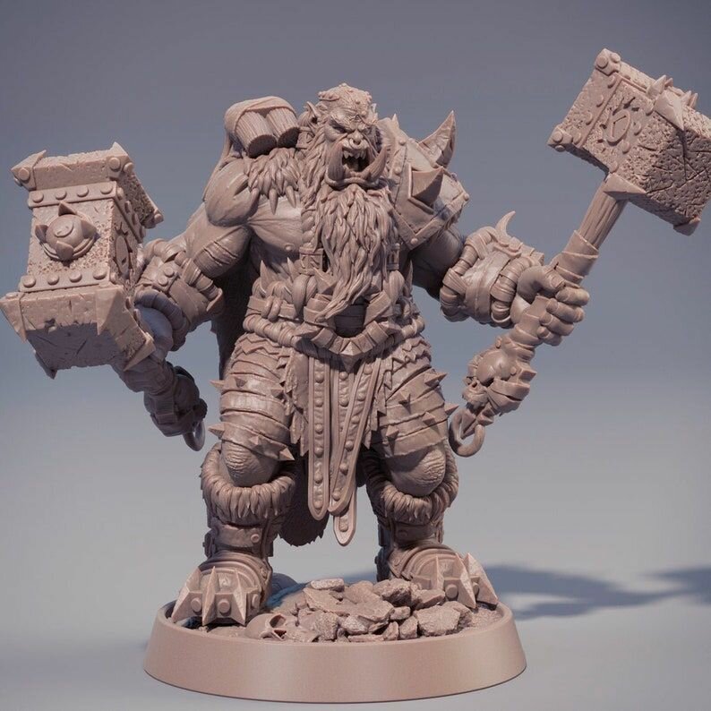 Орк Паладин, Полуорк (класс: Воин, Файтер, Клерик) миниатюра для DnD (ДнД), Pathfinder и других Настольных игр (НРИ, Варгеймов или РПГ), фентези тематика