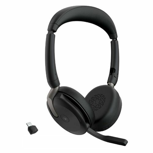 Гарнитура Jabra Evolve2 65 Flex, для компьютера/мобильных устройств, накладные, Bluetooth, черный [26699-999-999]